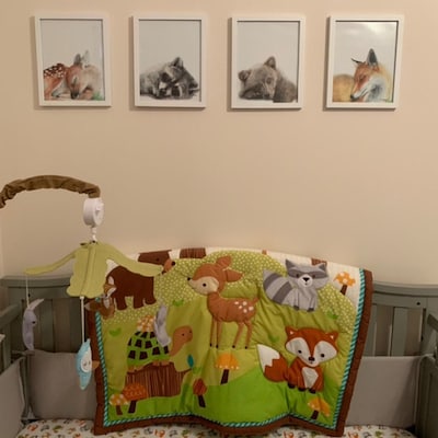Woodland Animals Nursery Art Prints, Set of 4, Sleeping Animals, Bear ...