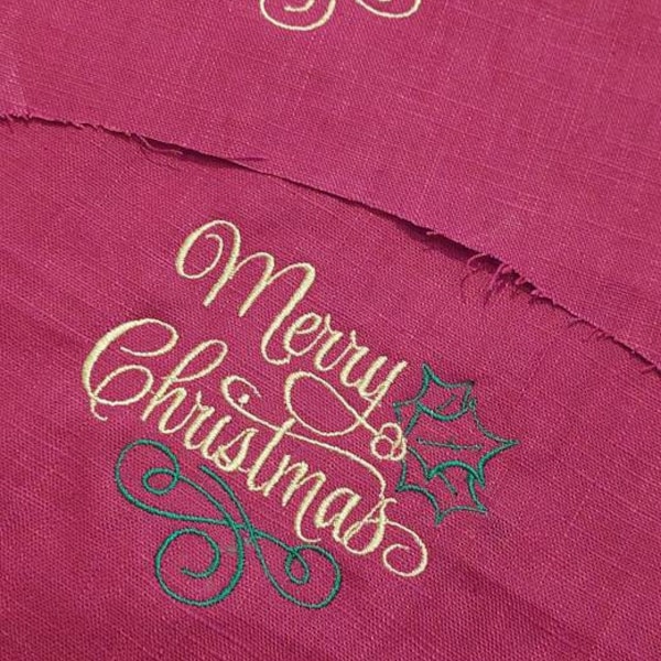 Merry Christmas Embroidery Design #3 - 6 Sizes 10 Formats Dst Exp Jef ...