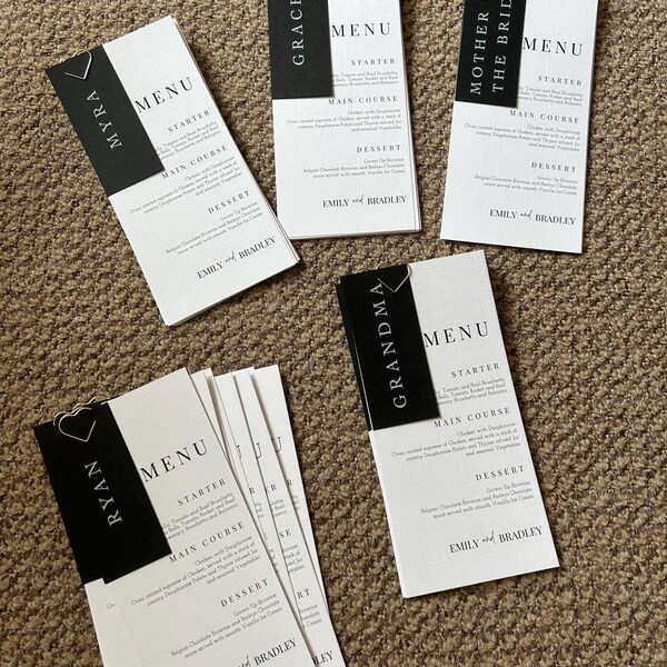 10 + Personalised Menus Minimalist, Bold, Modern Calligraphy Design ...