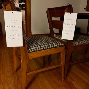 Reserved Chair Tags, Minimalist Reserved Tag, Modern Wedding Reserved ...