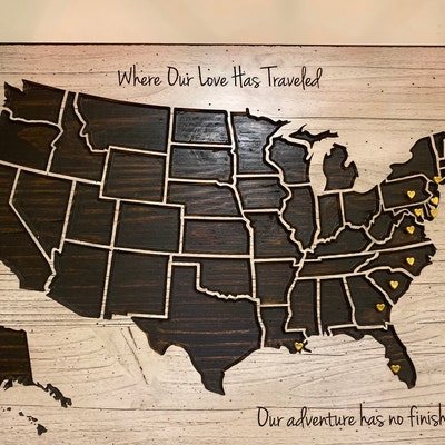 Push Pin Map, Adventure Awaits Map to Mark Travels, Travel Log, US Map ...