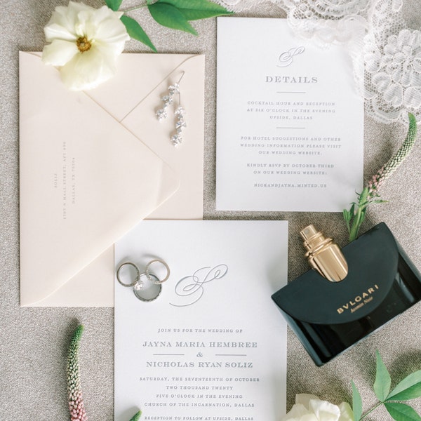 Letterpress Wedding Invitation, Formal Black Tie Letterpress High End ...