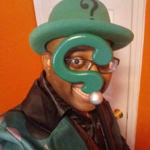 RIDDLER CANE Green Black Question Mark Costume Walking Stick - Etsy