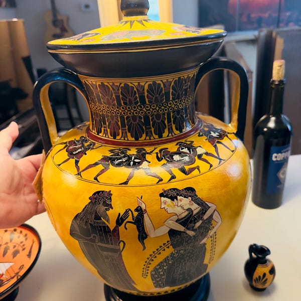 Red Figure Pottery, Kylix Shows Achilles With Patroclus,21cm Diameter ...