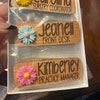 Personalized Engraved Flower Name Tag, Magnetic Wood Name Badge ...