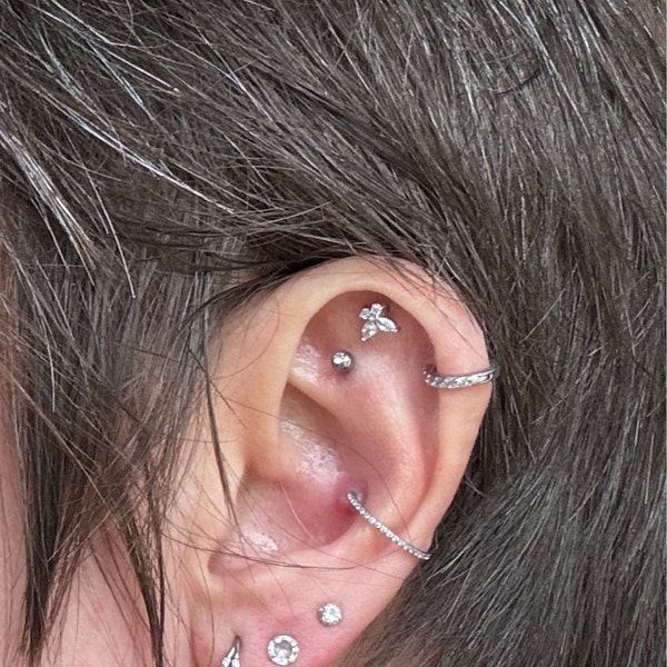 Earrings Rings Double Open Stack Nose Ring CZ 316L Surgical Steel Nose ...