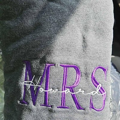 Custom Mrs. Embroidered Sweatshirt, Date on Sleeve, Hubby Wifey, Gift ...