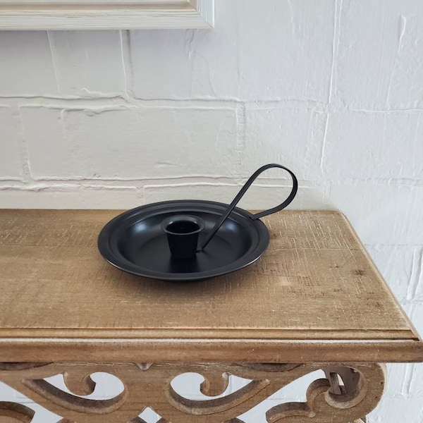Taper Candle Holder Pan With Handle Metal Craft Supply Farmhouse ...