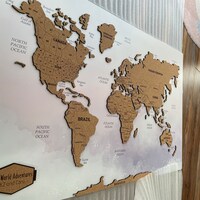 World Map Push Pin Wall Art With FREE Pins, Cork World Map Board ...