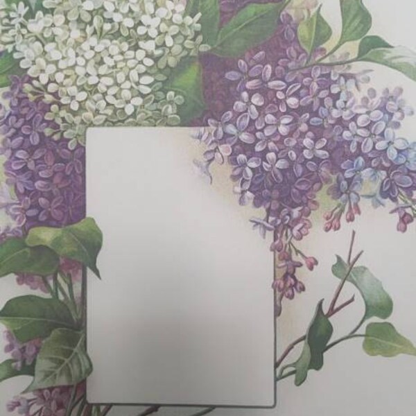 Vintage Lilac Bouquet Printable White Purple Lilacs Frame Blank Label ...