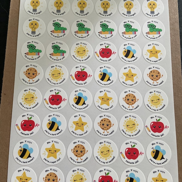 Personalized Teacher Reward Stickers, Custom Well Done Labels for ...