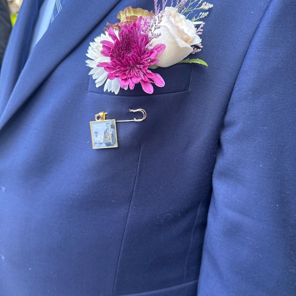 Photo Stick Pin- Boutonniere Pin- Memorial Photo Brooch- Boutonniere ...