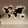 LED WORLD MAP / Wood World Map / Modern Home Decor / Led Wall Art / Led ...