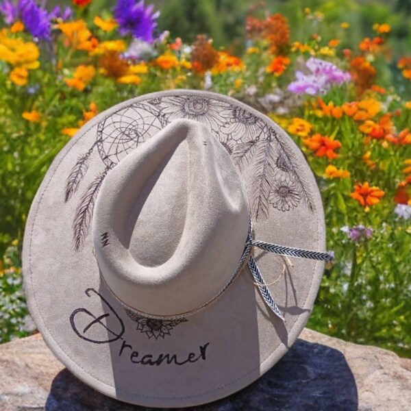 Flower Vines Boho Hat Burning Traceable Design, Hat Burning Tracing ...