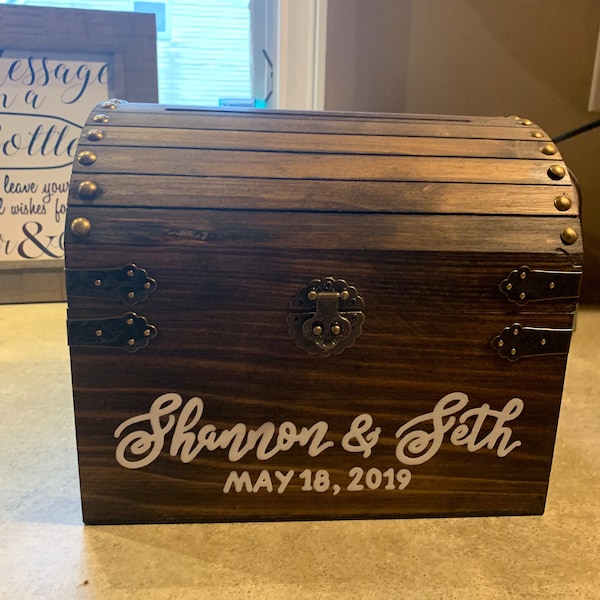 Personalized Card Chest With Slot, Wedding Card Trunk, Wedding Card Box ...