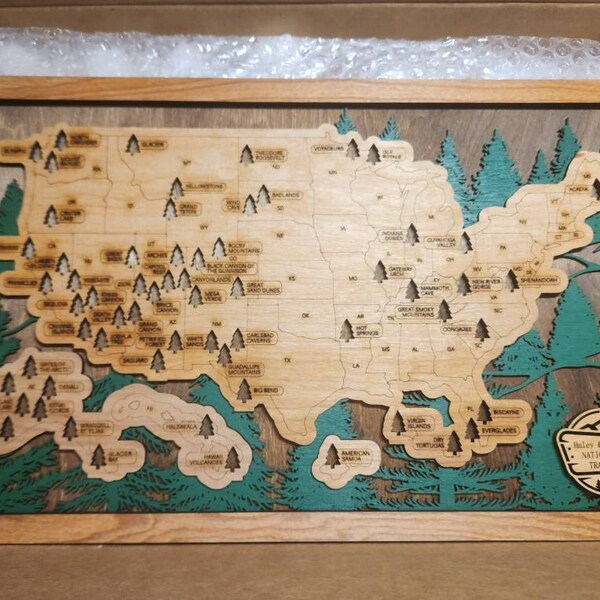 National Park Map, National Park Sign, Wooden, Gift, US National Parks ...