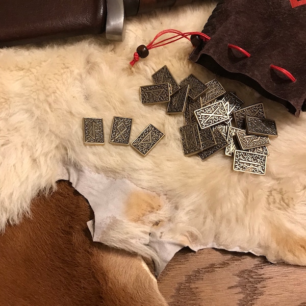 Metal Bronze Brass Rune Set Elder Futhark Norse Shamanic Odin Magic ...