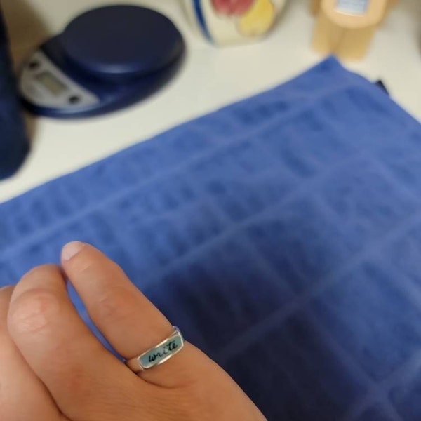Write Band Ring - Sterling Silver and Vitreous Enamel Script Ring ...