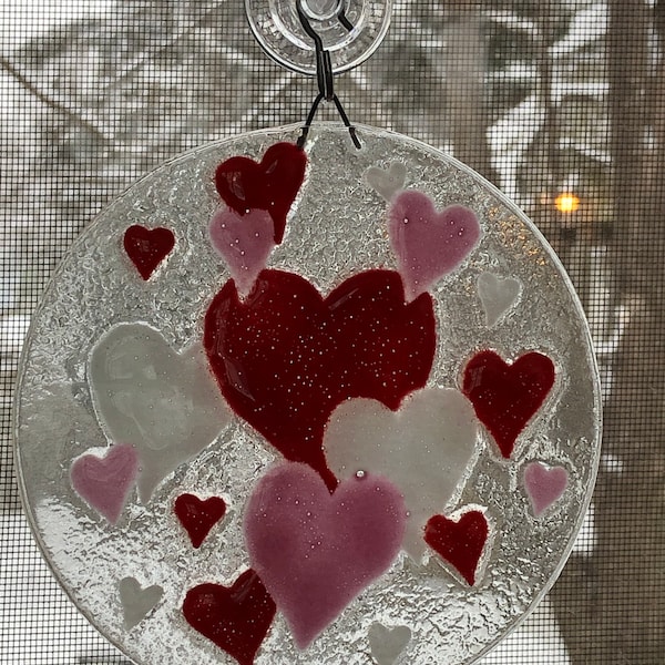 Red Heart Suncatcher, Valentines Day Sun Catcher, Hearts, Pink Hearts ...
