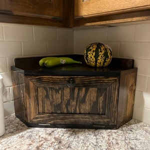 Corner Solid Wood Bread Box, Wood Breadbox, Corner Breadbox, Country Breadbox, Farmhouse ...