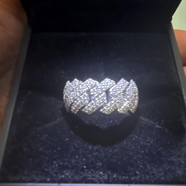 Mens Ice Out Ring, VVS Moissanite Diamond Ring, 925 Silver Championship ...