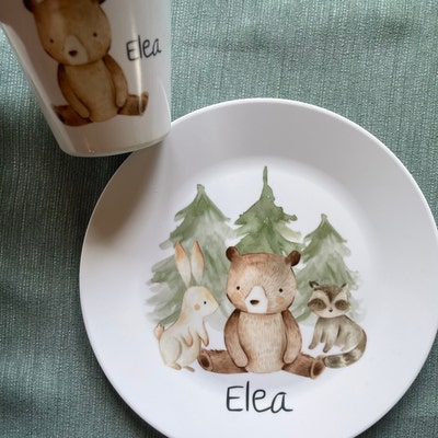 Kindergeschirr Kinderteller mit Namen Geschenk Geburt oder Taufe, Patenkind Geschenk Kleinkind ...