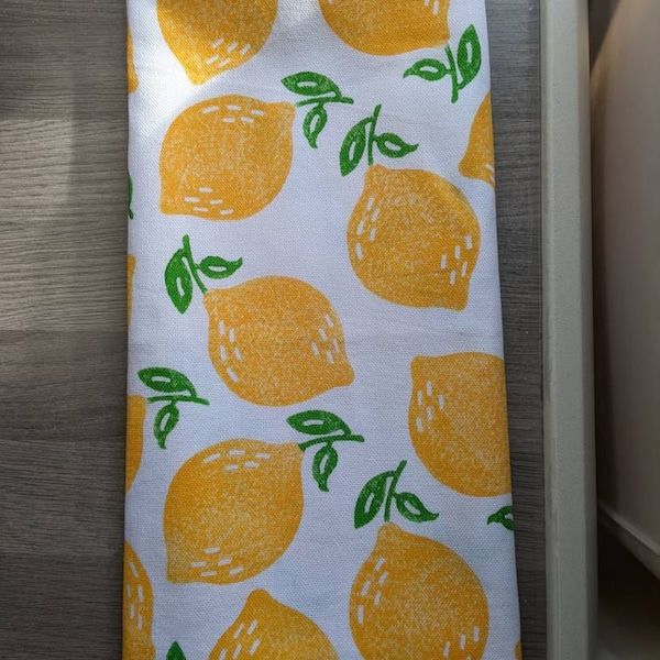 Hand Printed Lemon Tea Towel, 100% Cotton - Etsy UK