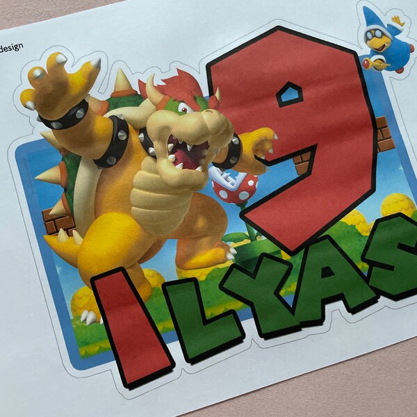 Bowser Happy Birthday Custom Cake Topper / Personalize Name and Age ...