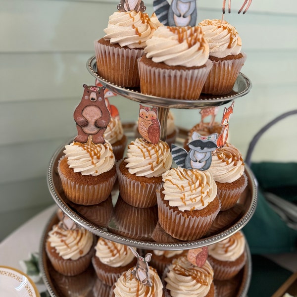 Woodland Animals Cupcake Toppers Girl, Woodland Themed Cupcake Toppers ...