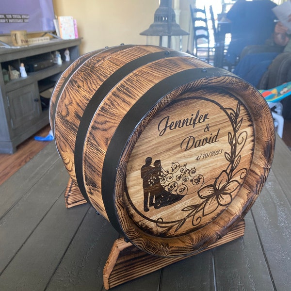 Wedding Barrel Card Box 10L, Personalized Oak Whiskey Barrel Box, Wine ...
