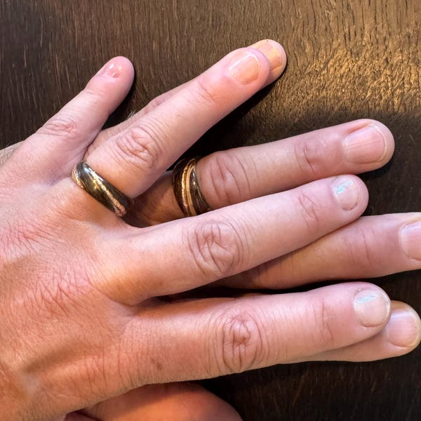 Jameson Whiskey Barrel Spiral Grain Wood Ring With Twin Platinum Wire ...