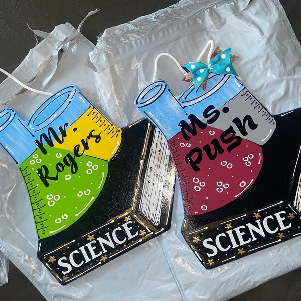 Personalized SCIENCE TEACHER SIGN Class Classroom Name Room Door Plaque ...