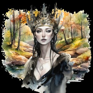 Witches' Sabbat Litha Summer Solstice Watercolor Art Clipart Goddeses ...