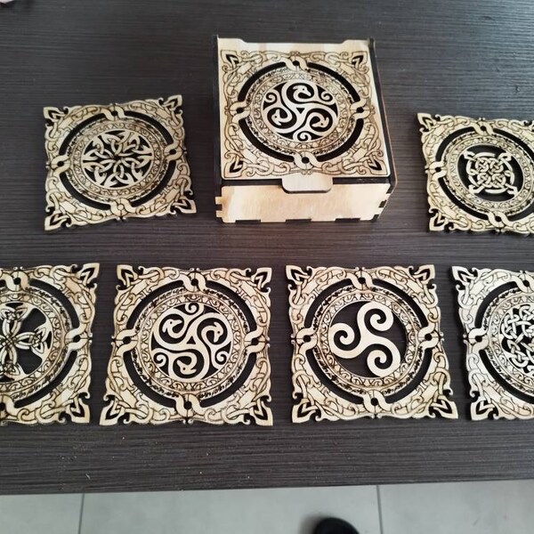 6 Celtic Coasters With Box 00135. Laser Cut Files SVG, PDF, DXF ...