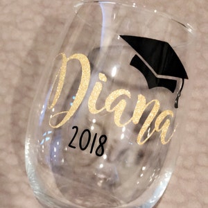Graduation Wine Glass Custom Graduation Wine Glass Graduate - Etsy