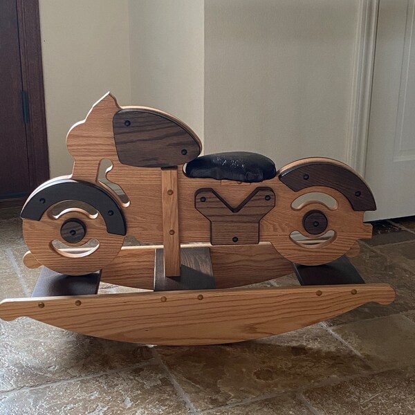 Amish Made Rocking Horse SOLID OAK Two Sizes for Toddlers and Above ...