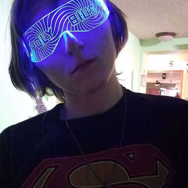 The Original Illuminated Cyberpunk Cyber Goth Visor HYPNO-OBEY Clear **choose Your LED Colour ...