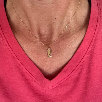 Personalized Mini Tag Necklace 14K Gold Filled Tag Necklace Custom Name ...