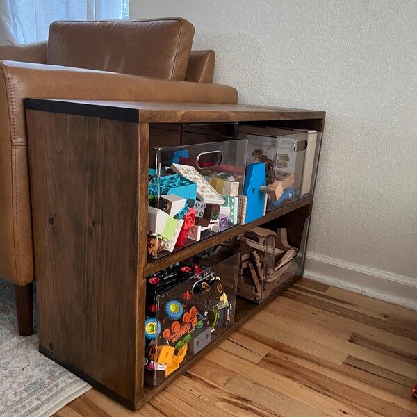 Rectangle Bookcase With Shelf Long Solid Wood Bookshelf Extra Storage ...
