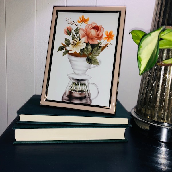 Coffee and Flowers V60 Print, Pour Over Illustration, Coffee Art ...