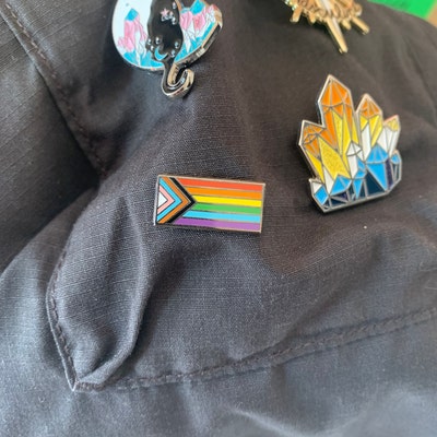 Progress Pride Flag Pin Enamel Badge Rainbow Inclusive Gay - Etsy