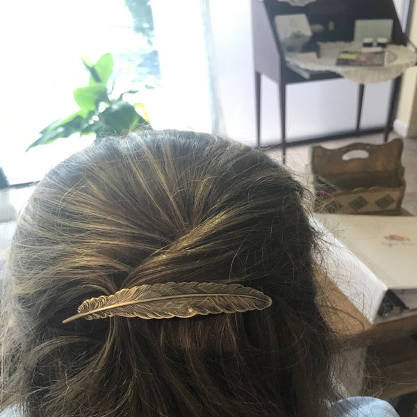 FEATHER FRENCH BARRETTE 70MM- Barrettes and Clips- Feather Hair ...