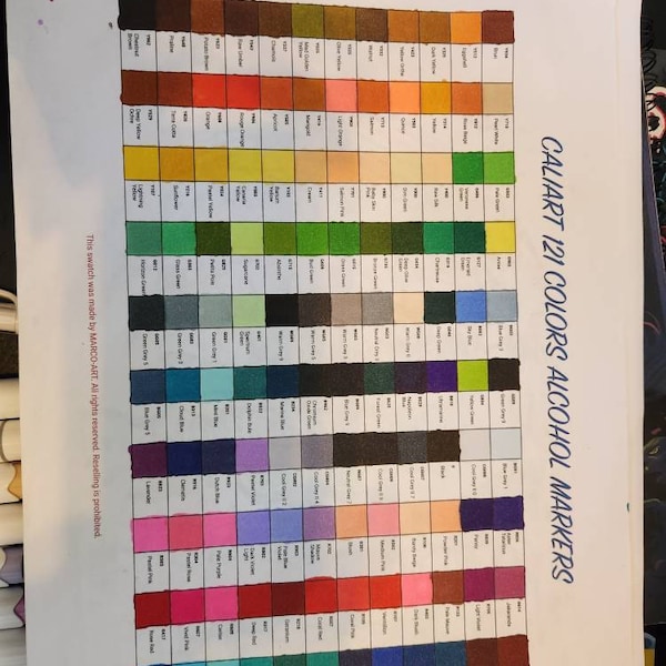 Caliart 100 Colors Artist Alcohol Markers Swatch Template | DIY Single ...