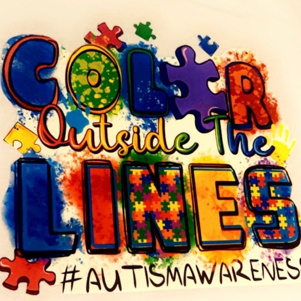 Color Outside the Lines Autism Awareness Png Sublimation Design ...