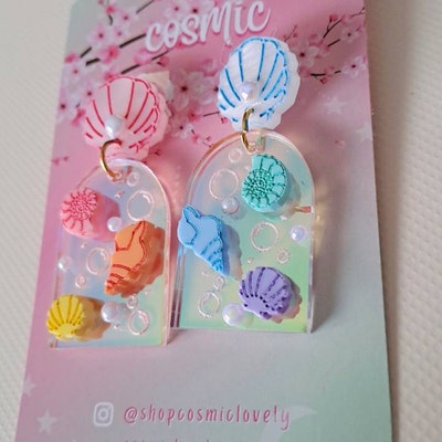 Bad Kitty Pink Christmas Tree Earrings Acrylic Earrings Christmas ...