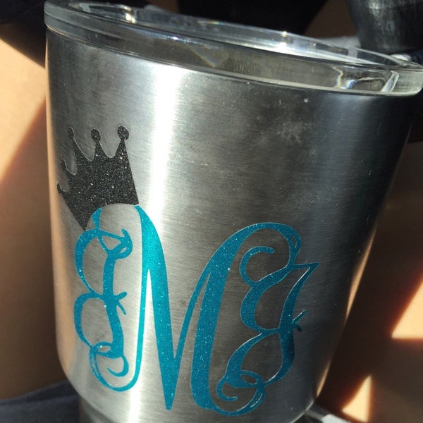 Crown Monogram Decal, Vine Monogram With Crown, Script Monogram ...