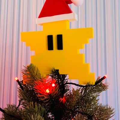 Retro Super Mario Star Tree Topper With Hat. This 8bit Christmas ...