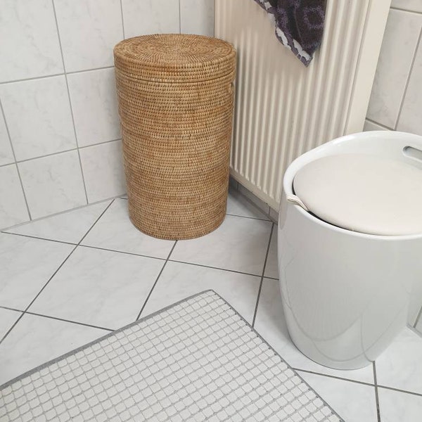 Rattan Tall Cylinder Laundry Basket /laundry Hamper - Etsy