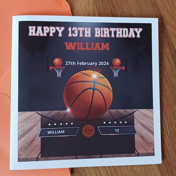 Personalised Basketball Birthday Card, Favourite Basketball Team ...