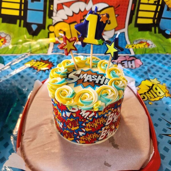 Comic Book Superheroes Edible Cake Wrap or Superhero Birthday Cake ...